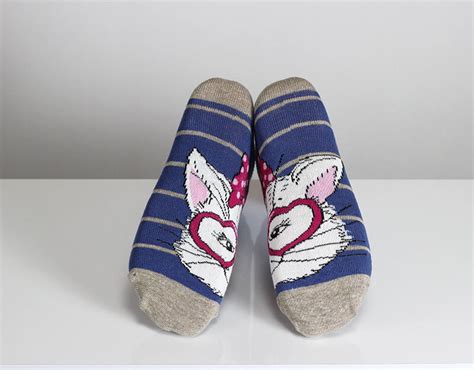 Cat Lovers Funny Kitty Cat Socks Striped Blue Free Shipping