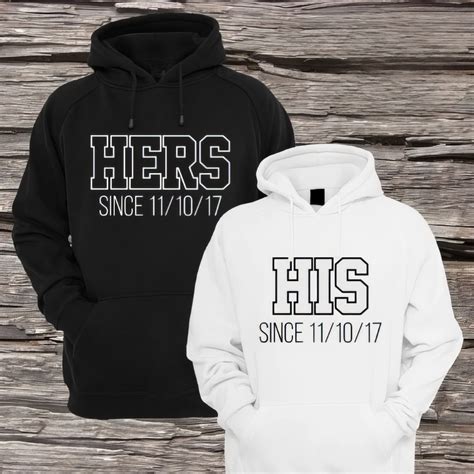 Matching Couple Hoodies His And Hers Custom Embroidered Couples Matchi