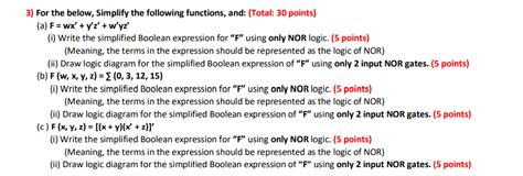 Solved 3 For The Below Simplify The Following Functions