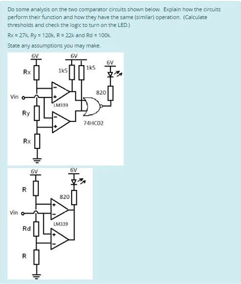 solved do some analysis on the two comparator circuits shown