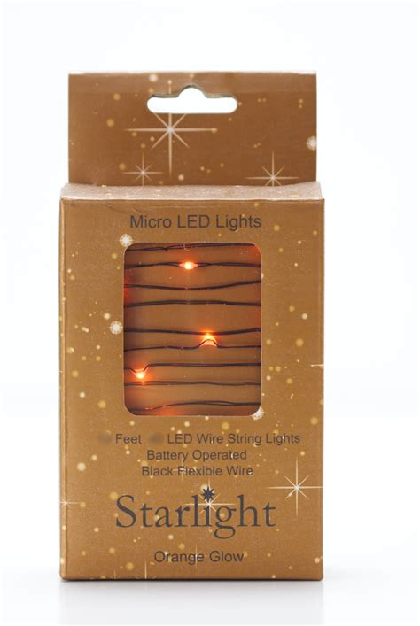 Orange Glow Led Wire String Lights Battery Operated
