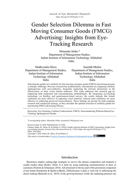 Pdf Gender Selection Dilemma In Fmcg Advertising Insights From Eye Tracking Research