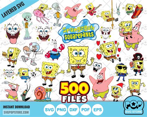 Spongebob Squarepants Big Bundle 500 Files Spongebob Svg Cut Files Fo Svgpopstore