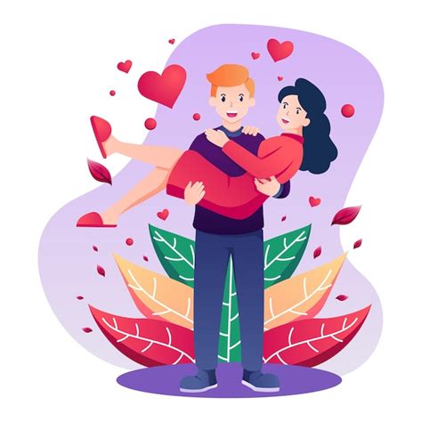 플랫 발렌타인 데이 그림 프리미엄 벡터