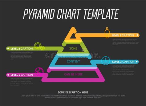 Vector Dark Infographic Pyramid Chart Thick Line Overlay Diagram Template Stock Illustration