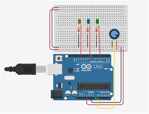 Led Brightness Control Using Arduino And Potentiometer In Tinkercad