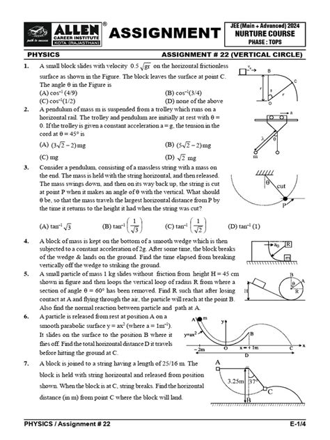 22 Assignment Vertical Circle Pdf Mass Force
