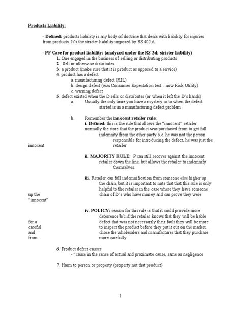 Torts Products Liability Flow Chart Pdf Product Liability Negligence