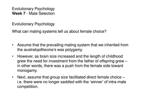 ppt evolutionary psychology week 7 mate selection powerpoint