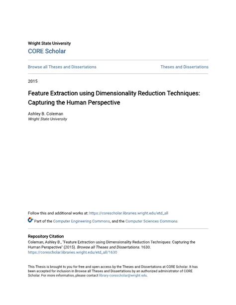 Feature Extraction Using Dimensionality Reduction Techniques Capturing The Human Perspective