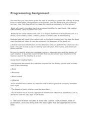 Programming Assignment Unit Docx Programming Assignment Assume That You Have Been Given The
