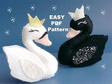 Pdf Pattern Felt Swan Ornament Swan Hand Sewing Pattern Swan Etsy