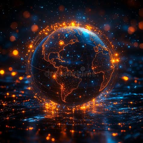 Global Network And Digital Connectivity Represented By Lighted Nodes And Geographical Regions