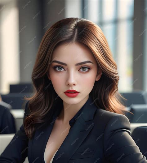 Premium Photo Portrait Of A Beautiful Young Business Woman In A Suit