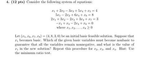 Solved 4 12 Pts Consider The Following System Of