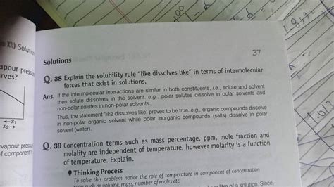 Solutions Q 38 Explain The Solubility Rule Like Dissolves Like In Term
