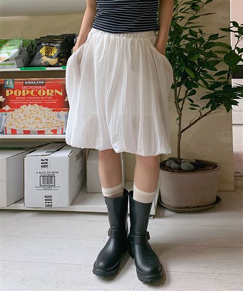 데일리쥬 에스너 밴딩 스트링 펌킨 미디 스커트여름신상 치마 발레코어 2 Color 위시버킷