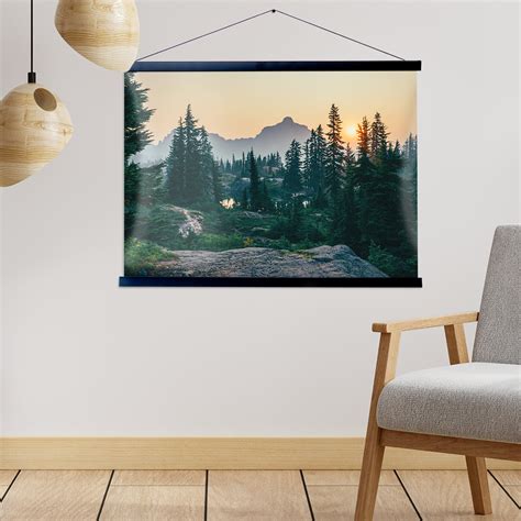 Wooden Poster Frame Magnetic Poster Hanger Kit Wooden Scroll Frame