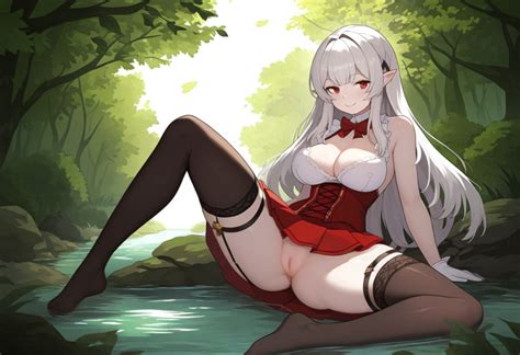 Rule 34 Ai Generated Black Stockings Bow Cleavage Elf Elf Ears Elf