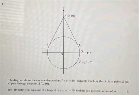Solved The Diagram Shows The Circle With Equation X 2 Y 2 20 Tangents