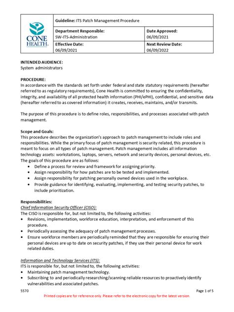 Hitrust Policies Patch Management Procedure Pdf