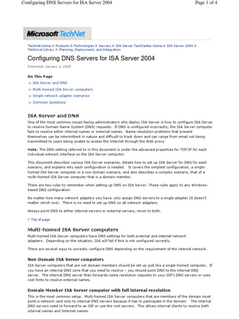 Pdf Cconfiguring Dns Servers For Isa Server 2004onfiguring Dns Servers For Isa Server 2004