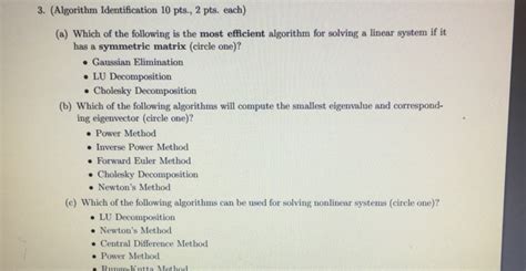 Solved 3 Algorithm Identification 10 Pts 2 Pts Each