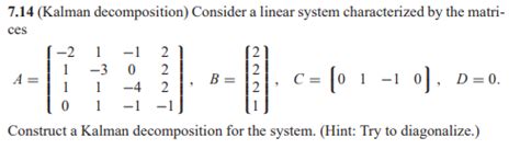 714 Kalman Decomposition Consider A Linear System
