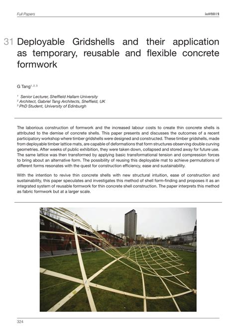 Pdf Deployable Gridshells And Their Application As Temporary Reusable And Flexible Concrete