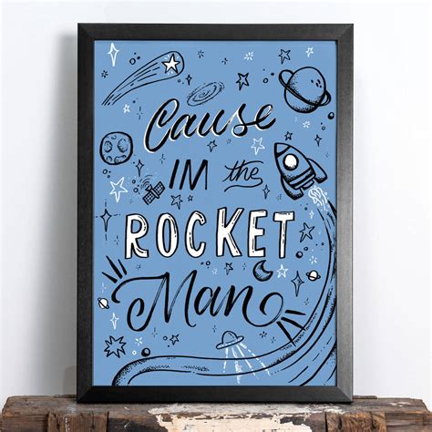 Rocket Man Elton John Song Lyrics Wall Art Print By Lyrical Lettering