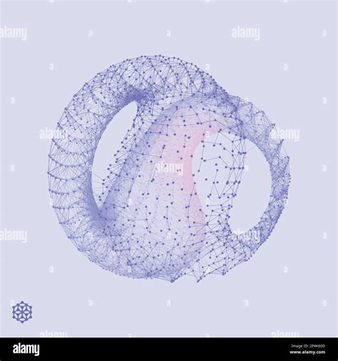 Wireframe Object With Lines And Dots Abstract 3d Connection Structure Geometric Shape For