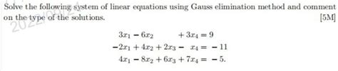 Solved Solve The Following System Of Linear Equations Using