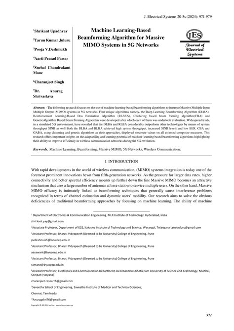 PDF Machine Learning Based Beamforming Algorithm For Massive MIMO