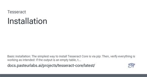 Installation Tesseract 101dev23g638cfd07c Documentation