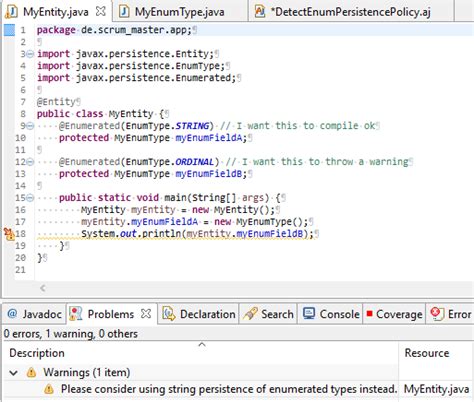 Java I Want To Generate A Compile Warning For Jpa Annotations With A