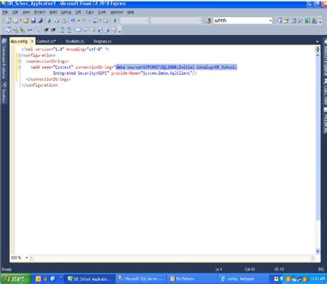 Entity Framework Approach To Connect To MS SQL Server Using Visual C