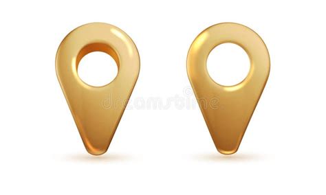 Golden Location Map Pin Icon Isolated Realistic Symbol For Navigation Direction Gps And