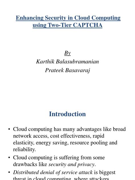 Enhancing Security In Cloud Computing Using Two Tier Captcha Pdf