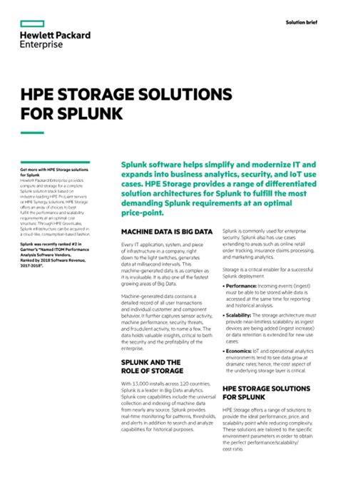 Hpe Storage Solutions For Splunk Solution Brief