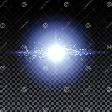 Электрическая энергия ударов молнии и искр на прозрачном фоне Вспышка молнии и искра Вектор