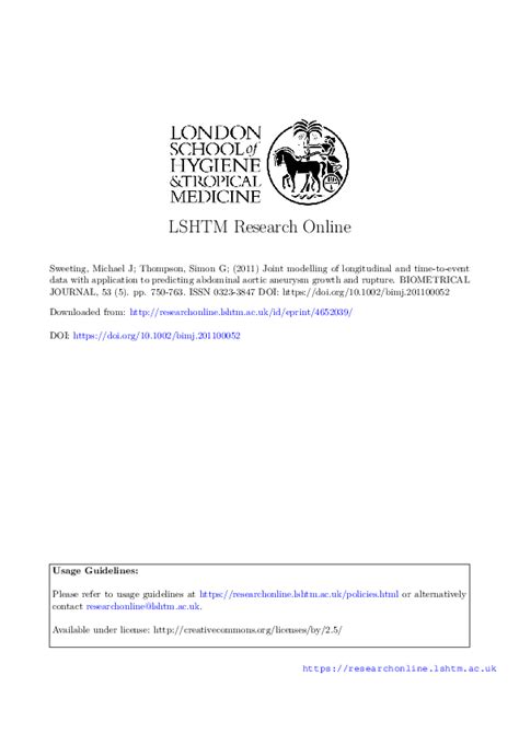 Pdf Joint Modelling Of Longitudinal And Time To Event Data With Application To Predicting