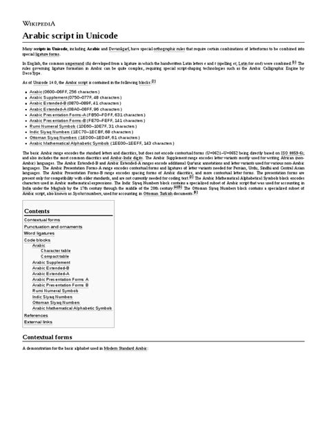 Arabic Script In Unicode Pdf Encodings Notation