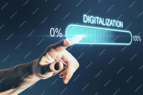 Premium Photo Digital Transformation Concept With Man Finger In Virtual Loading Bar Element