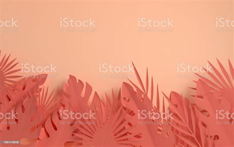 열 대 종이 팜 프레임 나뭇잎 여름의 열 대 잎 종이 접기 이국적인 하와이 정글 단풍 여름 배경 종이 잘라 최소한의 스타일 파스텔 컬러 3d 렌더링 0명에 대한 스톡 사진