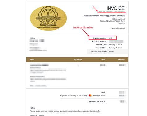 About Invoices 哈工大澳洲校友会