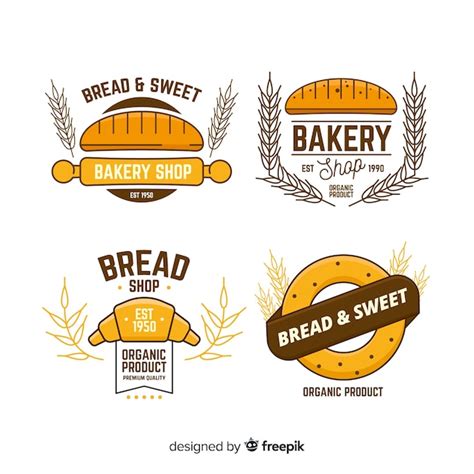 플랫 베이커리 로고 템플릿 프리미엄 벡터