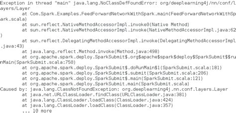 apache spark exception in thread main java lang