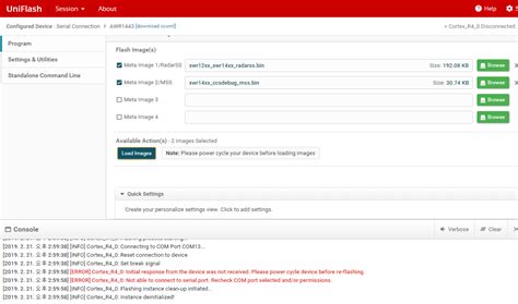 Awr1443boost Uniflash Error Sensors Forum Sensors Ti E2e Support Forums