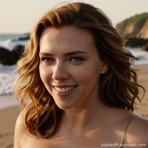 Scarlett Johansson On Beach Stable Diffusion Online