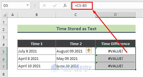 Fixed Value Error Value When Subtracting Time In Excel